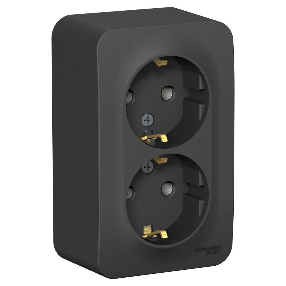 PRIZĂ EXTERIOR DUBLĂ 2P+E CU RAMĂ ANTRACIT – Retroelectrica